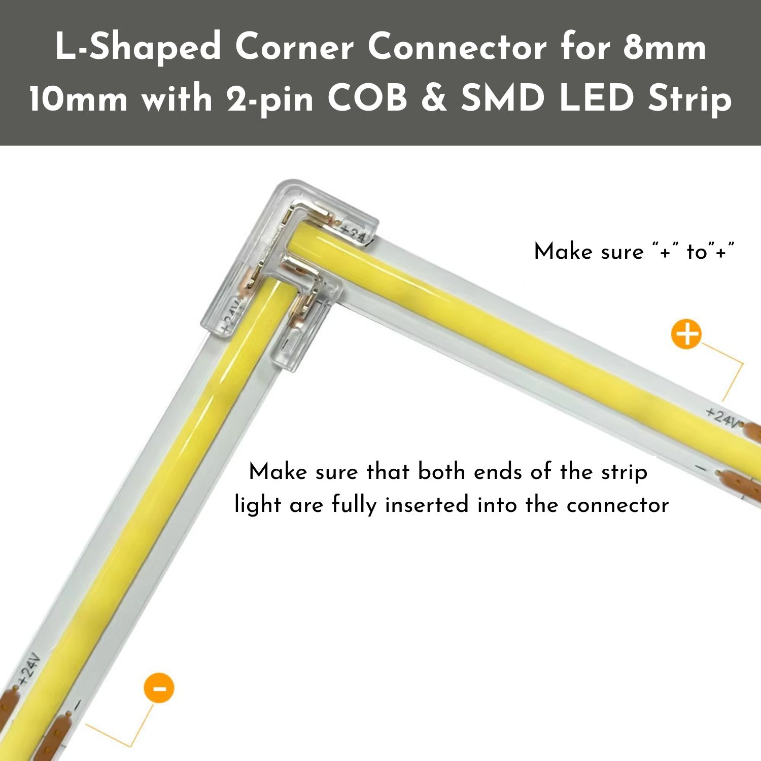 Abaj Lighting Strip Jointer Professional 10mm ,L Shaped 10 Pack, LED Strip Light Connector Kit ...